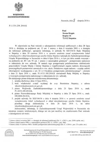Odpowiedź na wnioski o udostępnienie informacji publicznej | PDF
