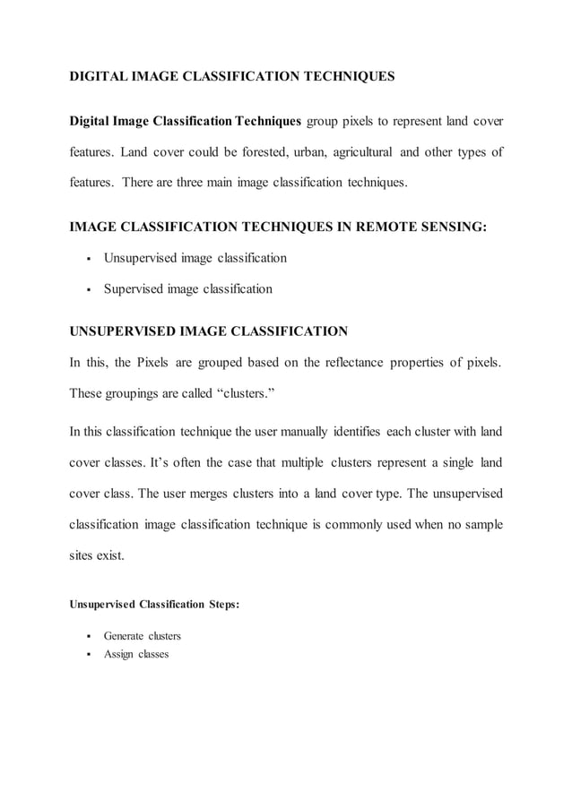 Image Classification Techniques in GIS | DOCX