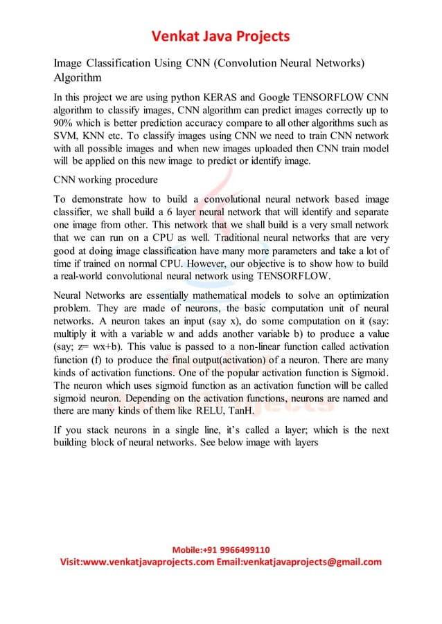 Image classification using cnn (convolution neural networks) algorithm | PDF