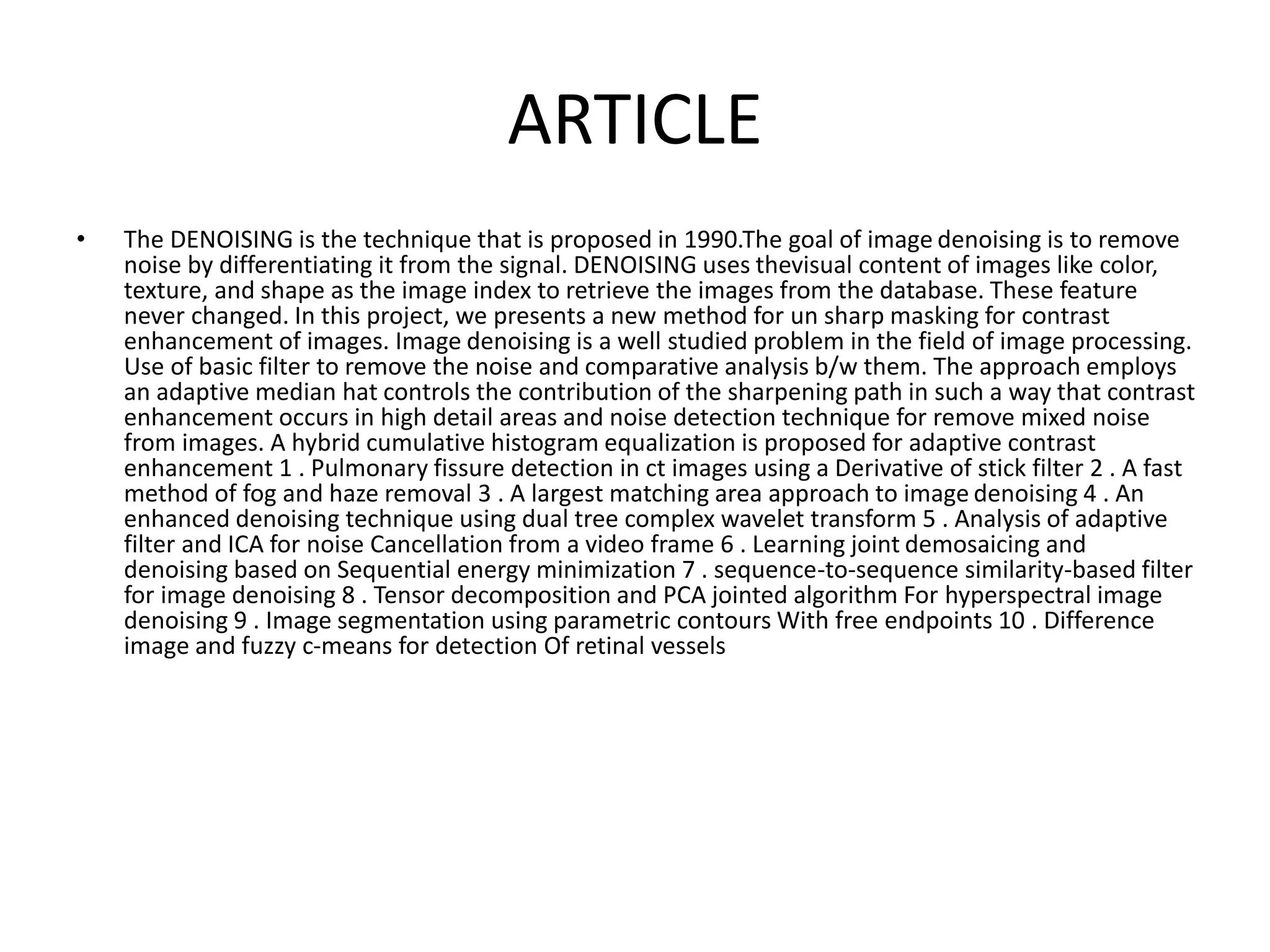 Image denoising projects | PDF