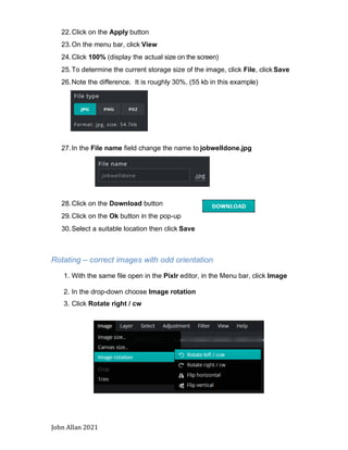 Image editing basics using PIXLR Editor | PDF