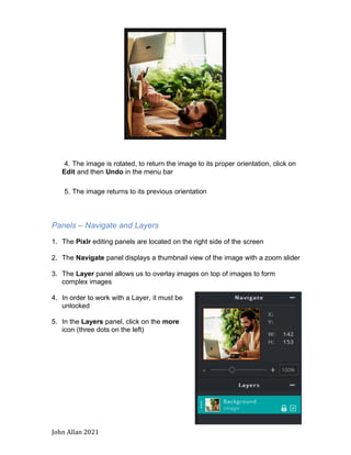 Image editing basics using PIXLR Editor | PDF