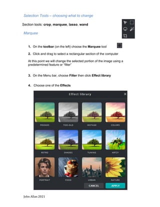 Image editing basics using PIXLR Editor | PDF