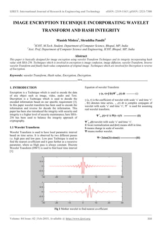 Image encryption technique incorporating wavelet transform and hash integrity | PDF