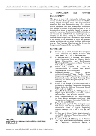 Image encryption technique incorporating wavelet transform and hash integrity | PDF