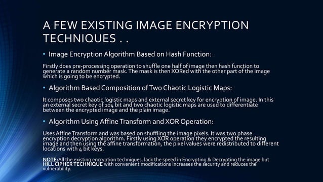 Image Encryption Using Elliptical Curve Cryptosytem With Hill Cipher Ppt