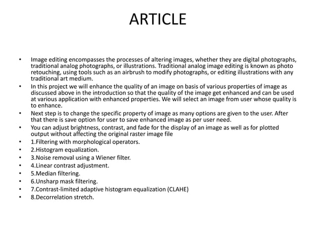 Image enhancement projects | PPT