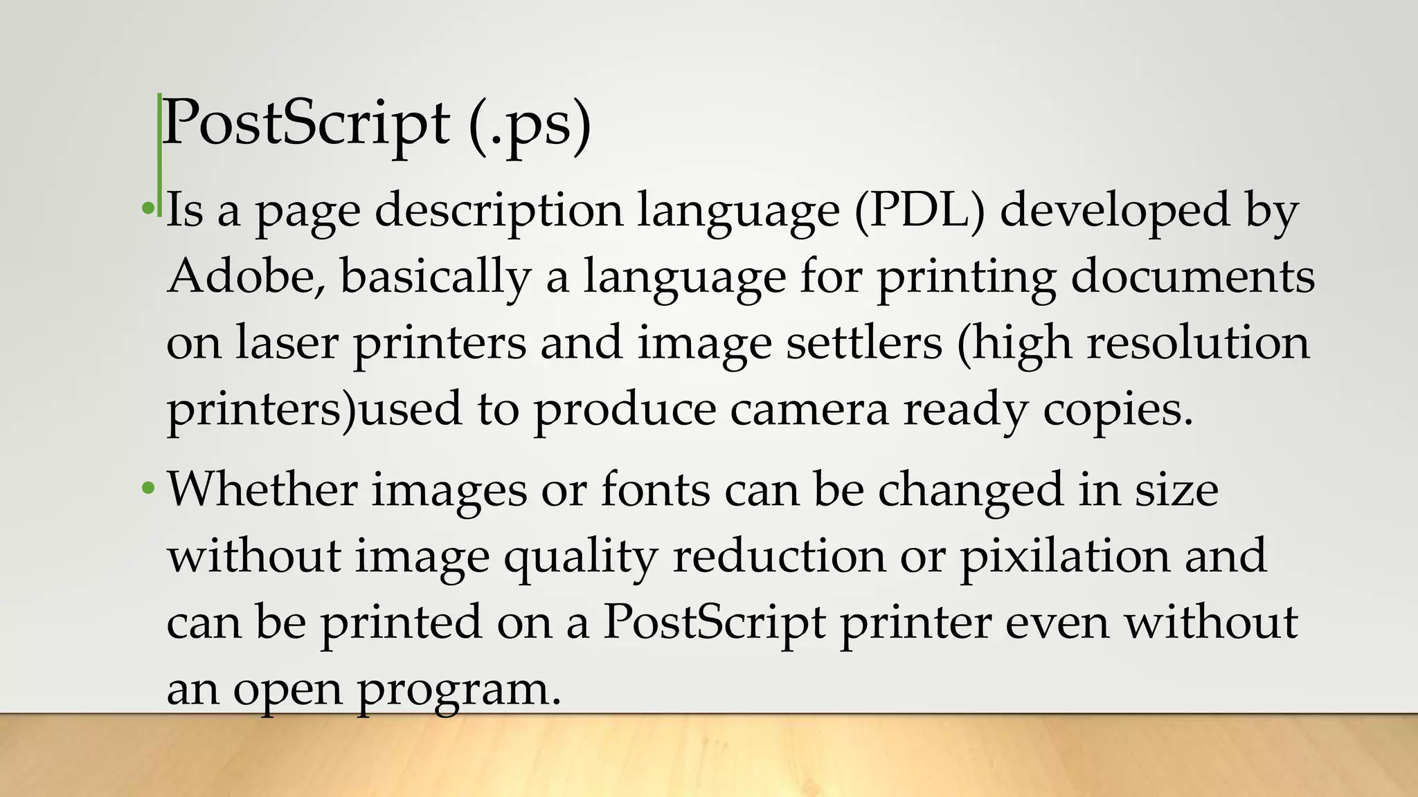 Image file formats | PPTX | Desktop Publishing | Computer Software and Applications