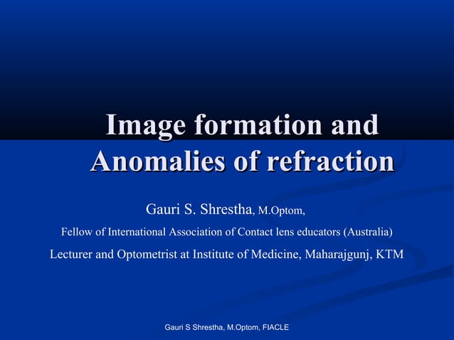 Image formation and anomalies of refraction | PPT