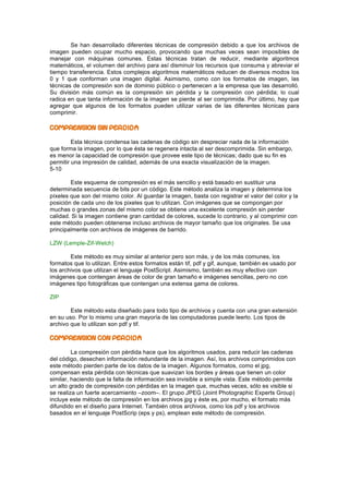 Imagen digital: tipos, compresión y formatos | PDF