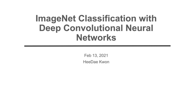 Image net classification with deep convolutional neural networks | PPTX