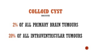 COLLOID CYST OF BRAIN / CNS SPACE OCCUPYING LESIONS - BENIGN | PDF