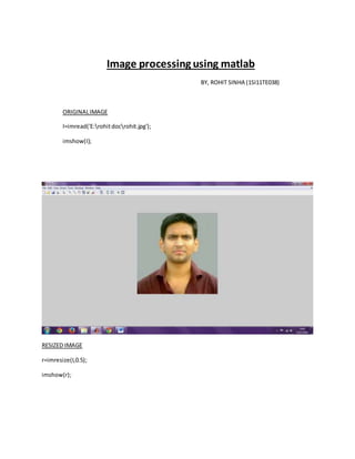 basic of Image processing using matlab | DOCX