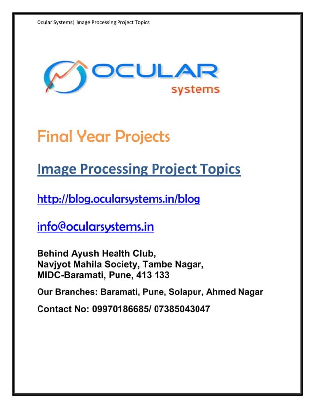 Image processing ieee-projects-ocularsystems.in- | PDF