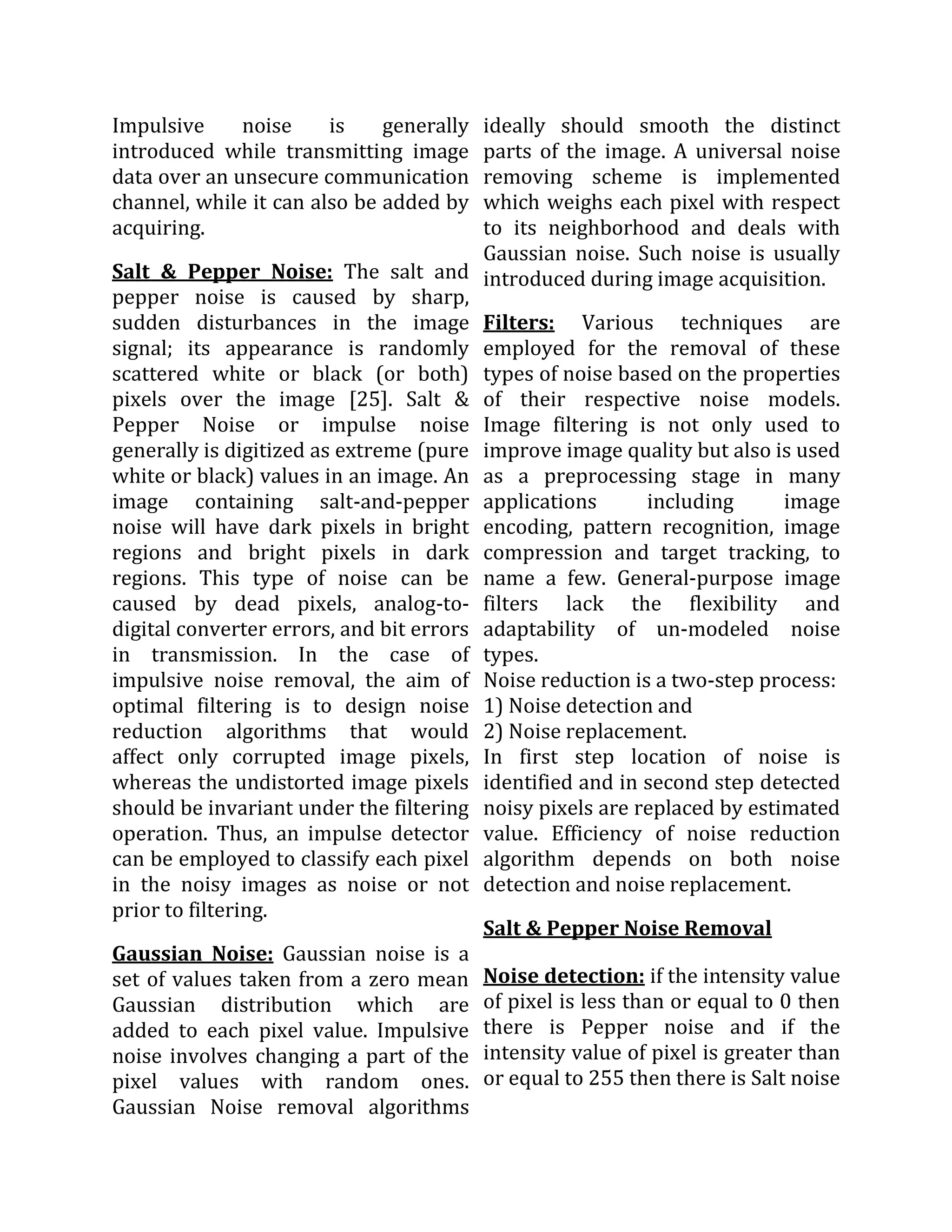 Comparative study of Salt & Pepper filters and Gaussian filters | PDF