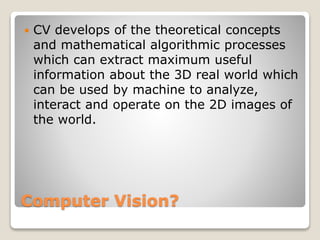 Image Processing and Computer Vision | PPTX