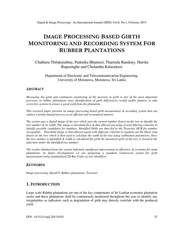 Image processing based girth monitoring and recording system for rubber plantations | PDF ...