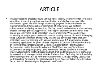 Image processing projects using matlab | PDF
