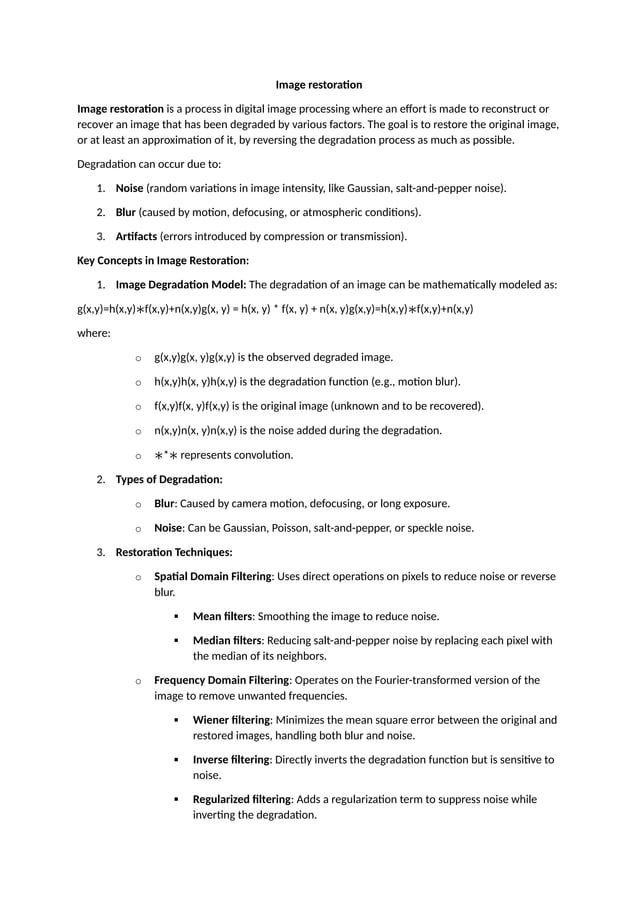 Image restoration and Compression in Digital Image Processing.docx | Photo Editing Software ...