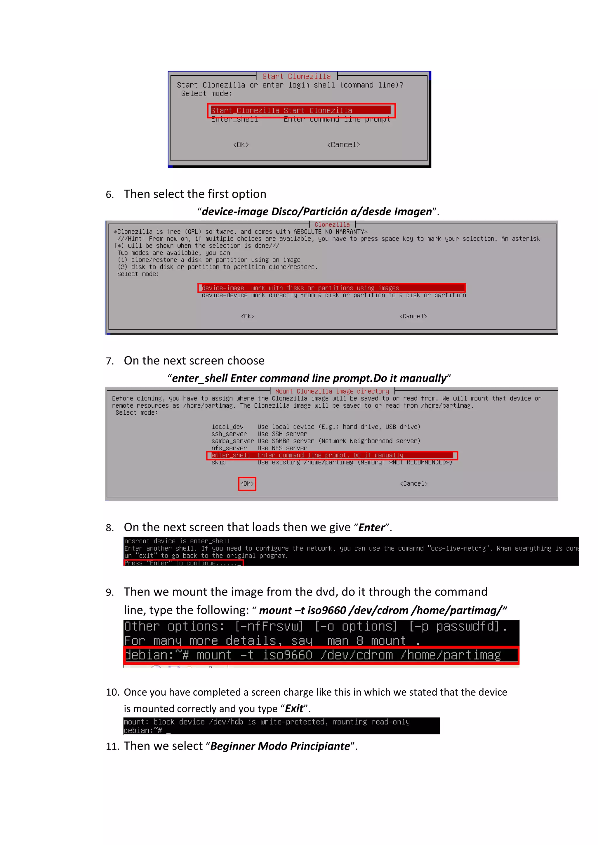 Image restoration manual with equipment clone zilla | DOTX