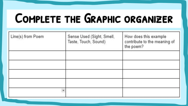 Complete the Graphic organizer based on the the song. | PPT