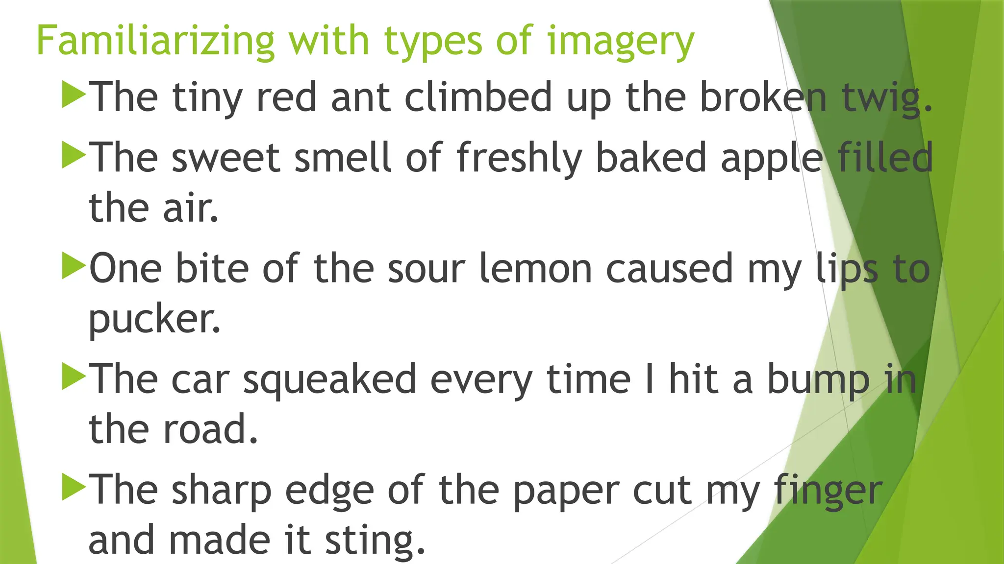 imagery-exercises English 9 for students. Pp | PPT