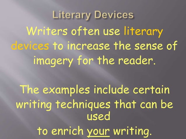 Literary Device: Types and examples of Imagery | PPT