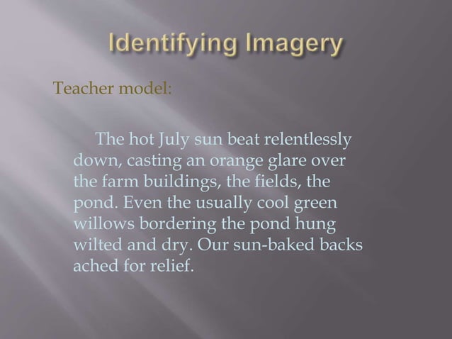 Literary Device: Types and examples of Imagery | PPT