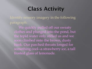 Teaching Imagery in a narrative writings | PPTX