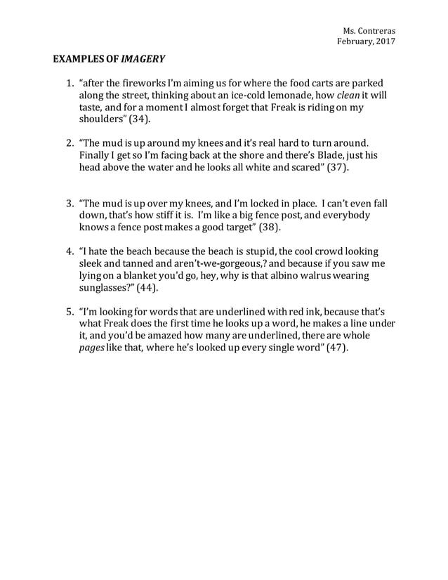 Imagery and conflict quotes handout | PDF