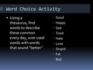 Imagery And Word Choice | PPT