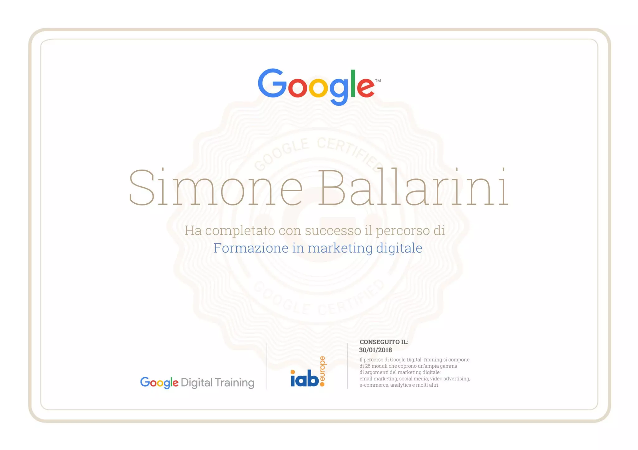 Attestato Google | PPT