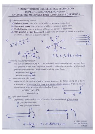 Engineering Mechanics Important question & Answers | PDF