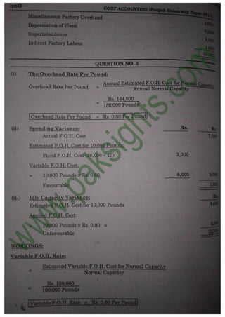 Cost Accounting B.Com Part 2 Solved Past Papers 2011 | PDF