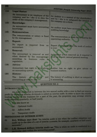 Auditing B.Com Part 2 Solved Past Papers 2010 | PDF