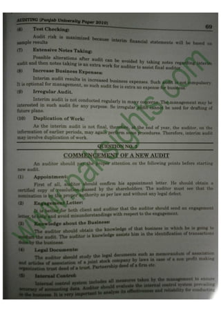 Auditing B.Com Part 2 Solved Past Papers 2010 | PDF