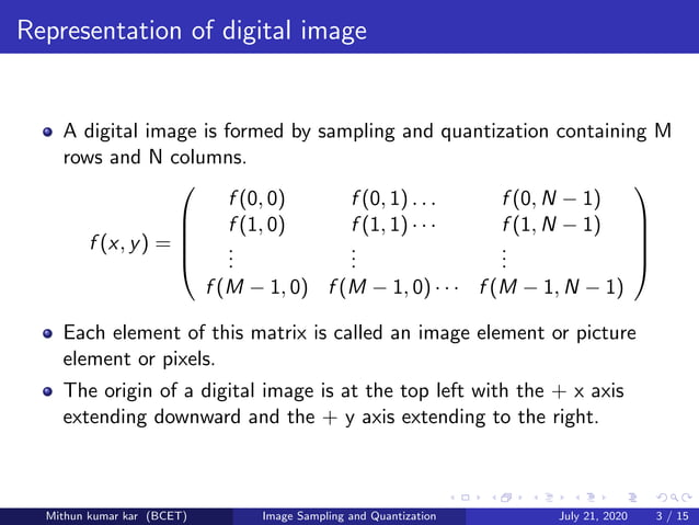 Image sampling and quantization | PDF