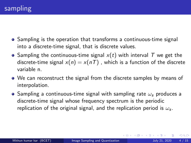 Image sampling and quantization | PPT | Free Download