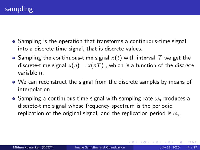 Image sampling and quantization | PDF