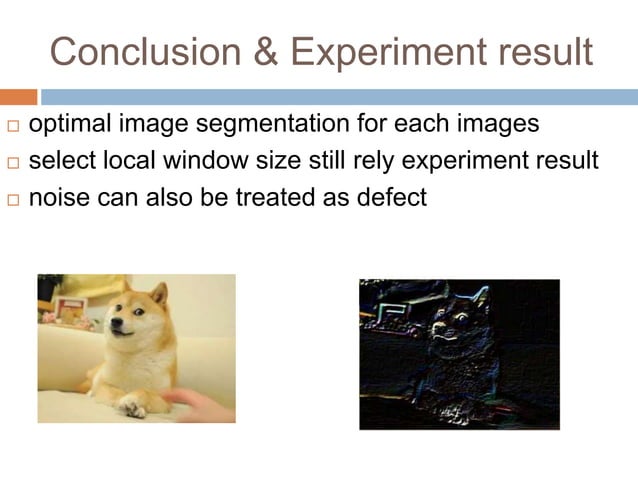 Image segmentation and defect detection techniques using homogeneity | PPT