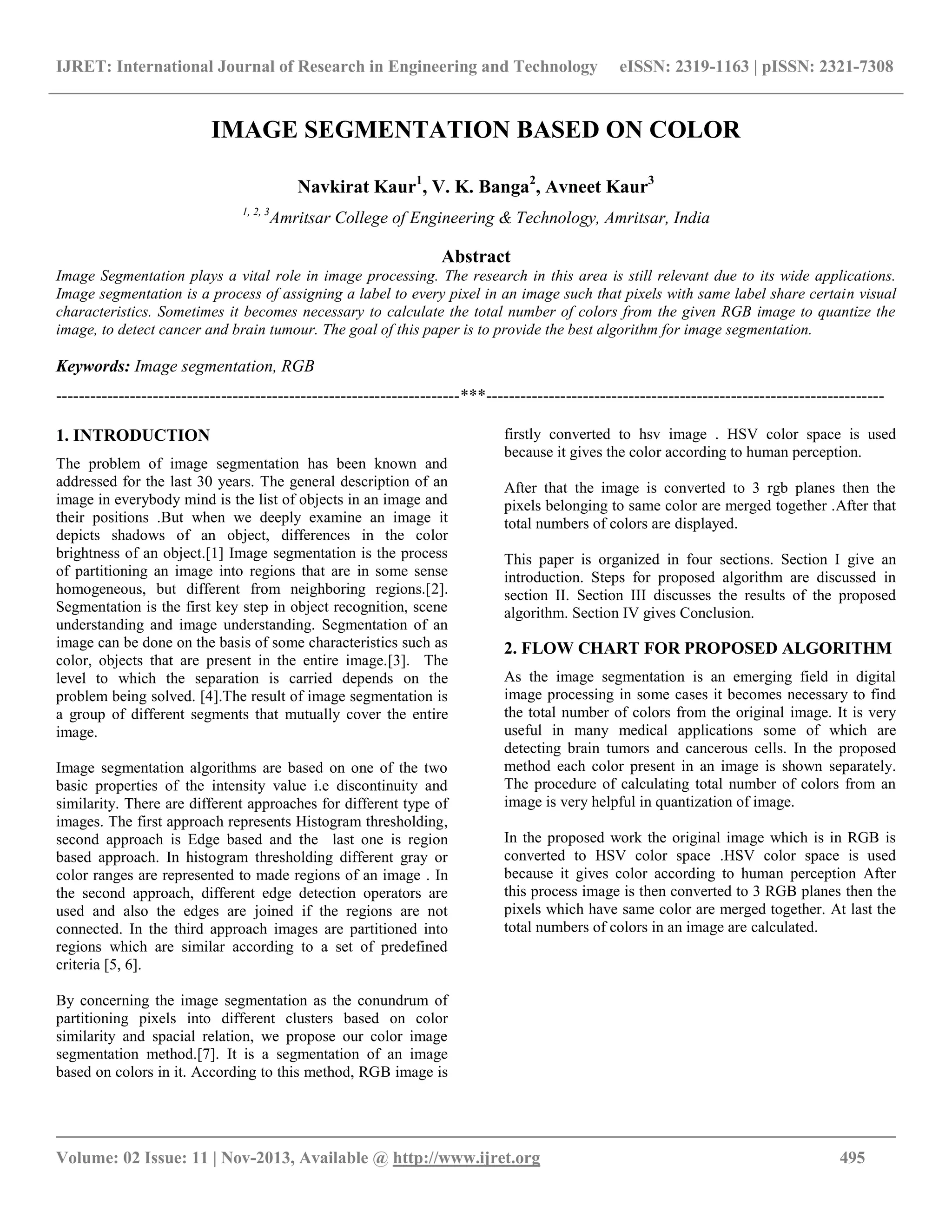 Image segmentation based on color | PDF