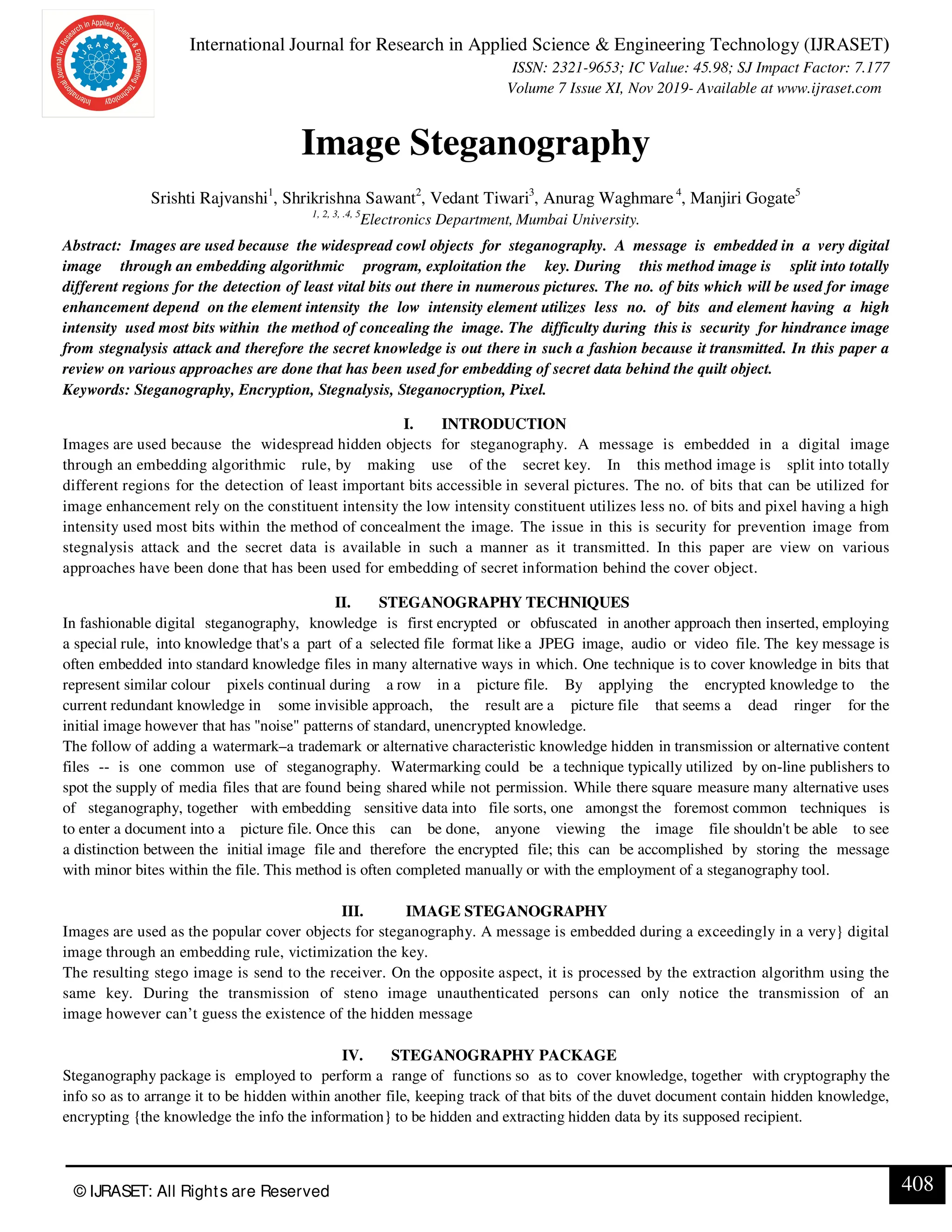 Image Steganography. Image Steganography. Image Steganography | PDF