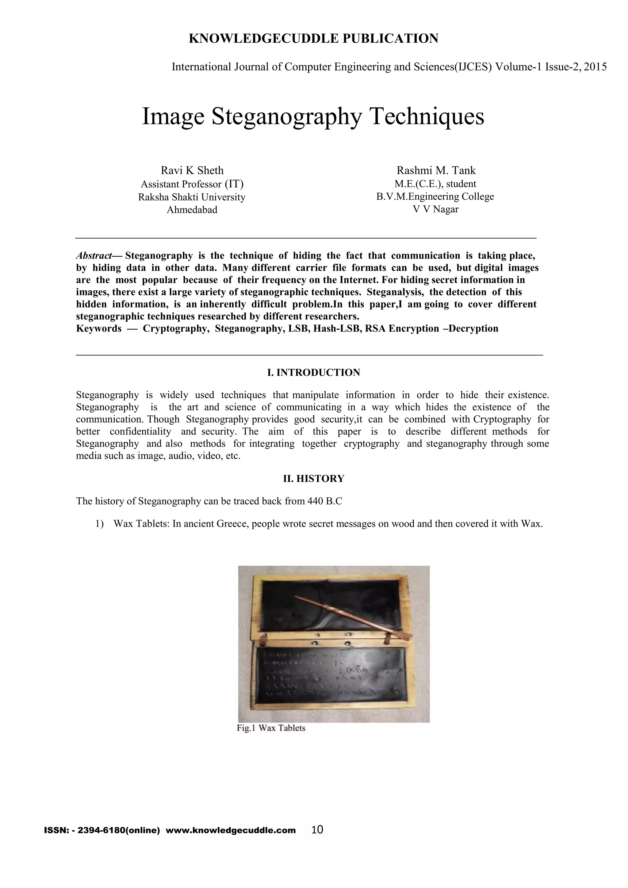 Image steganography techniques | PDF