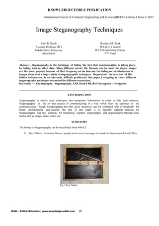 Image steganography techniques | PDF