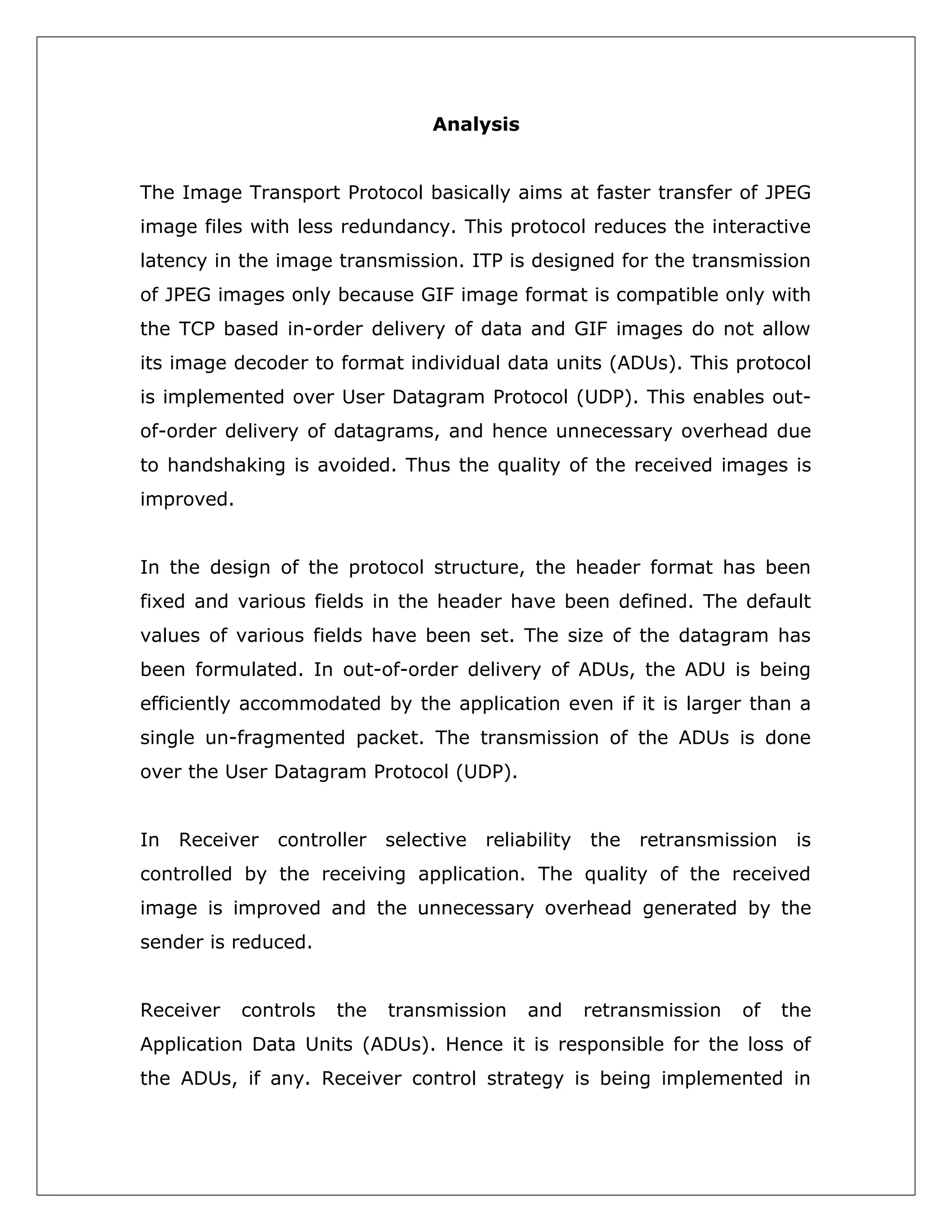 Image transport protocol itp(synopsis) | DOC