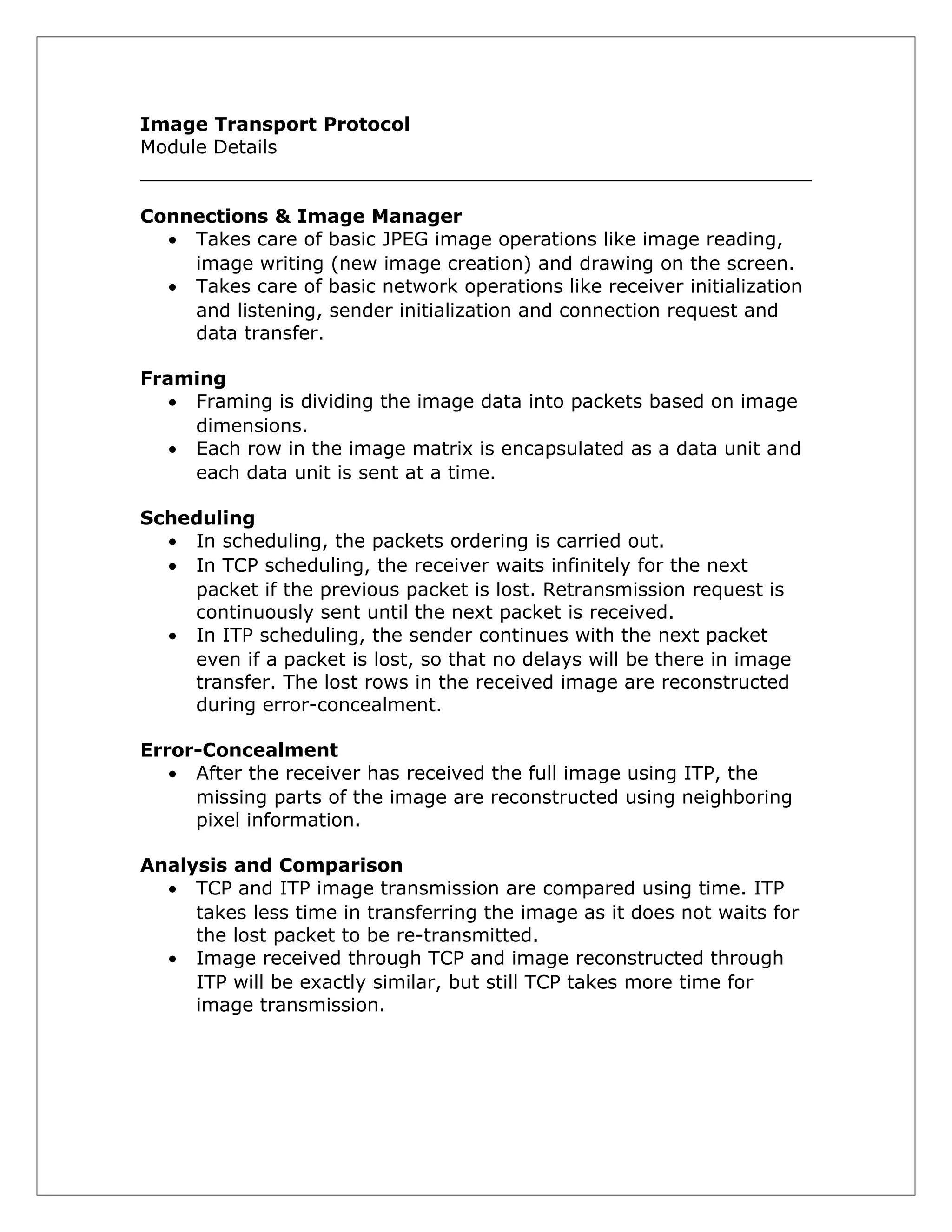 Image transport protocol itp(synopsis) | DOC