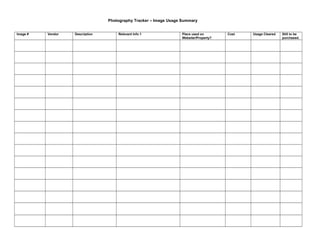 Photography Image Tracker | DOC