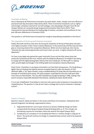 Imaginary Innovation Strategy Report To The CEO Of Boeing America | PDF