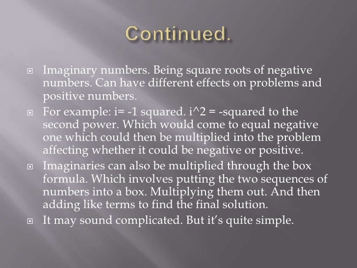 Imaginary numbers