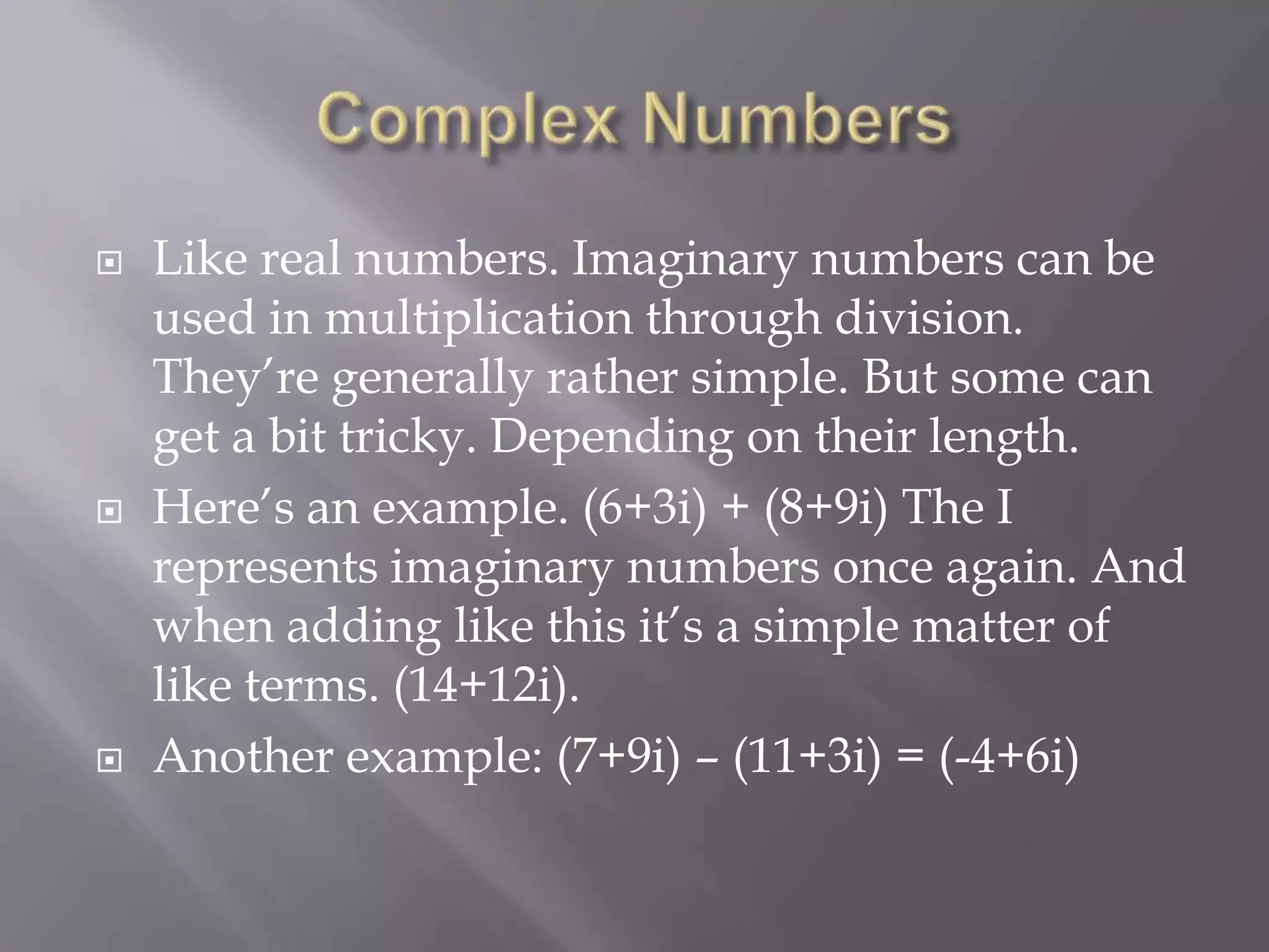 Imaginary numbers | PPTX